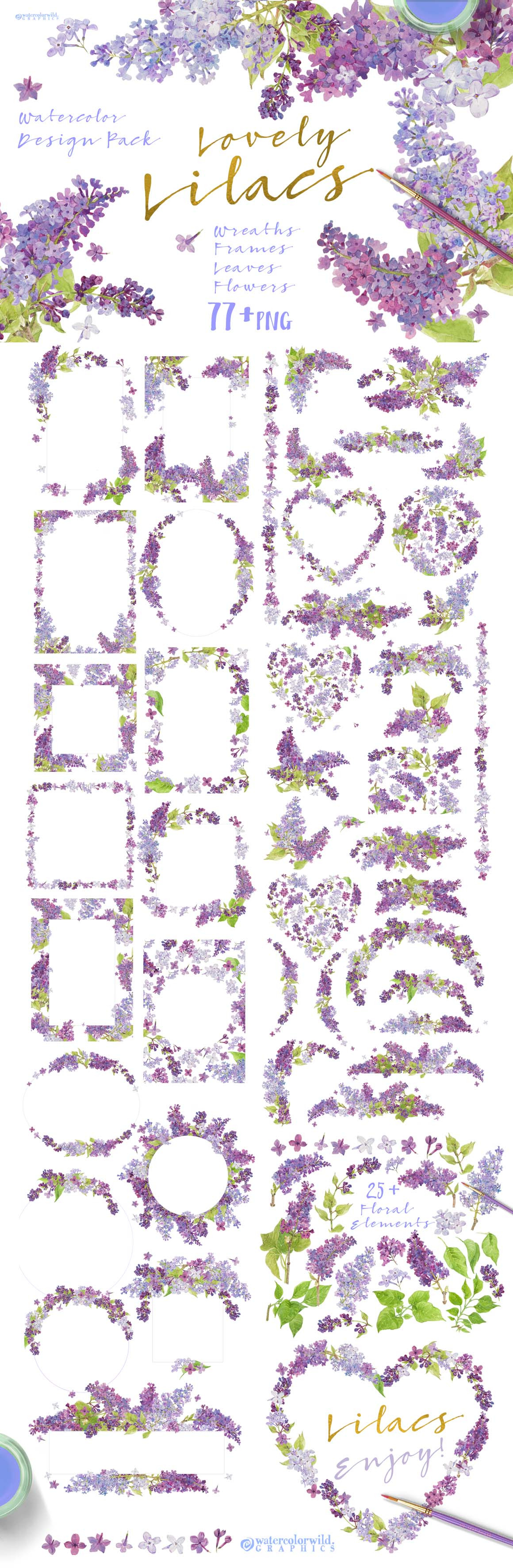 Lovely Lilacs-Design Pack!, an Illustration by watercolorwild.graphics ...
