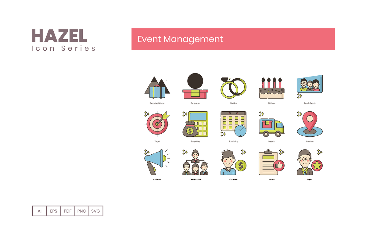 75 Event Management Icons - Hazel, an Outline Icon by Flat Icons ...