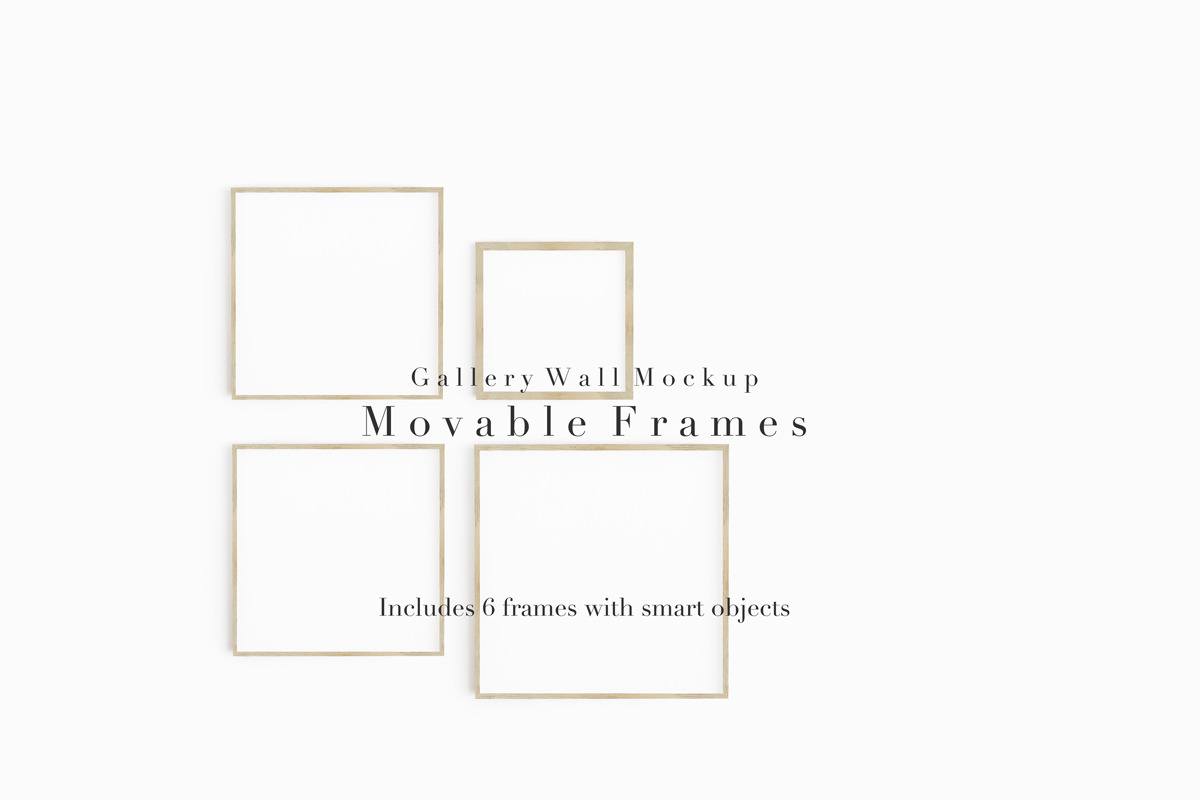 Movable Square Wooden Frames Mockup, a Graphic by HALFTOUNE