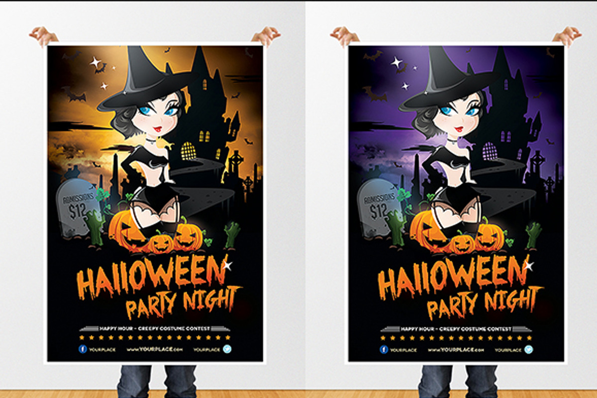 Witch Cemetery - Halloween Flyer, a Flyer Template by Odin_Design