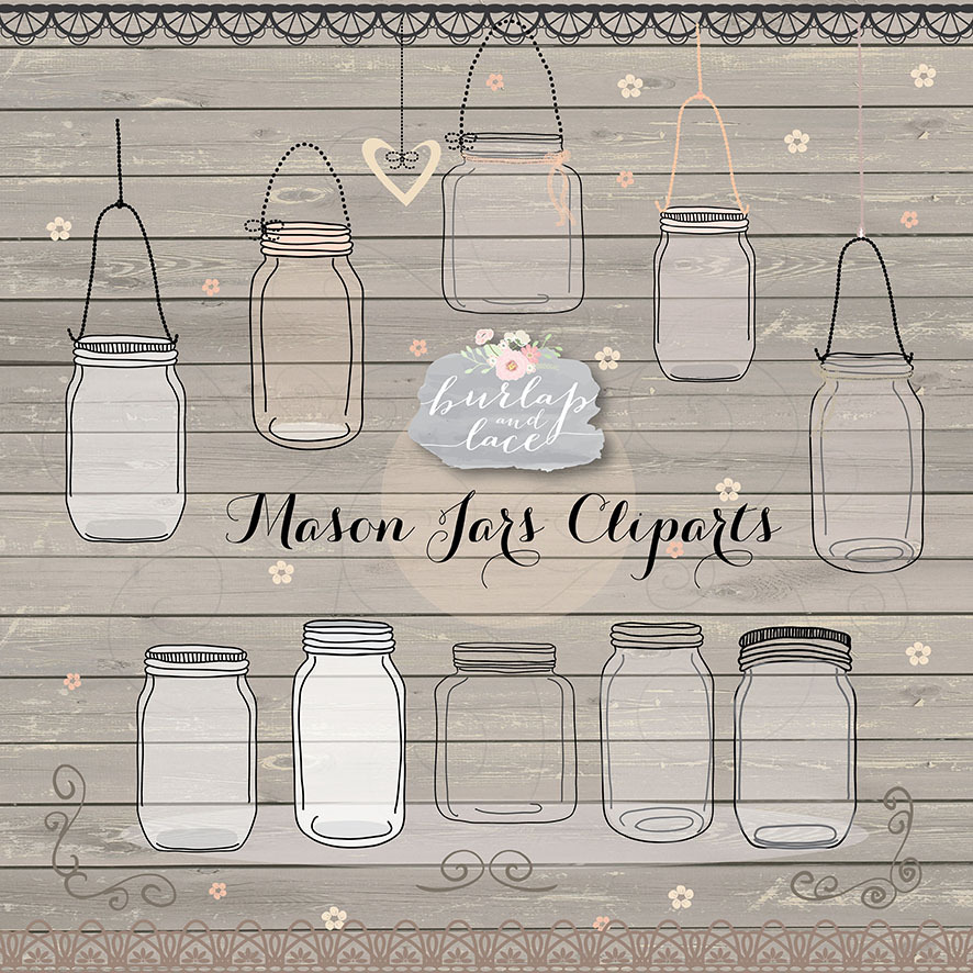 Mason jar clipart, an Illustration by burlapandlace | Creative Market