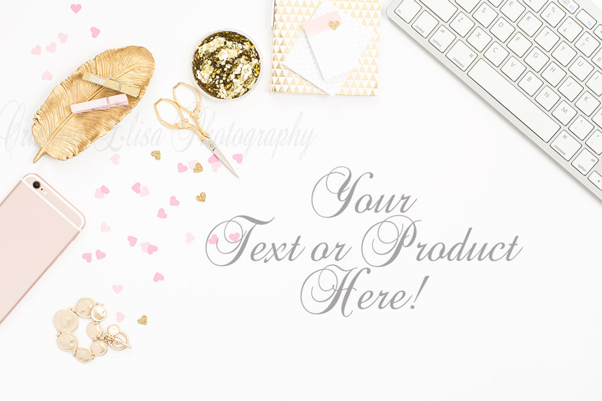 Pink and Gold desktop mockup, a Product Mockup by CEPhotography