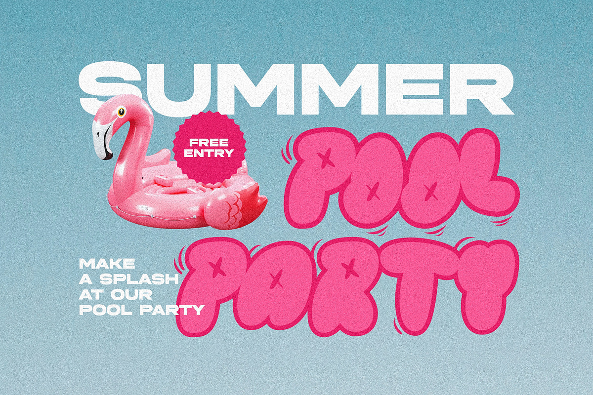 Pinky Funky - Bubble Graffiti Font, a Handwritten Font by Imoodev