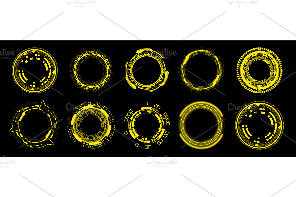 Collection Yellow HUD, a Technology Illustration by SergeyBitos