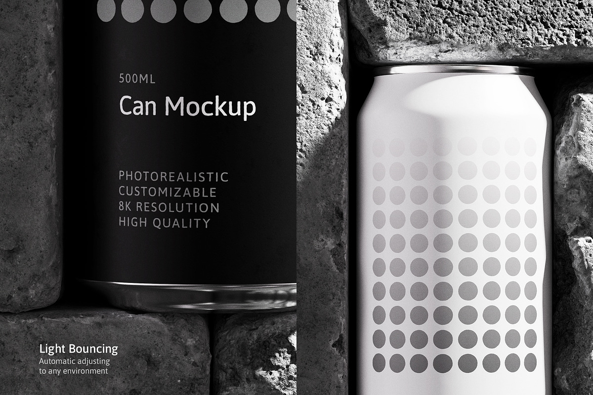 500ml Can Mockup | Brick Scene, a Packaging Mockup by AY Mock-Ups