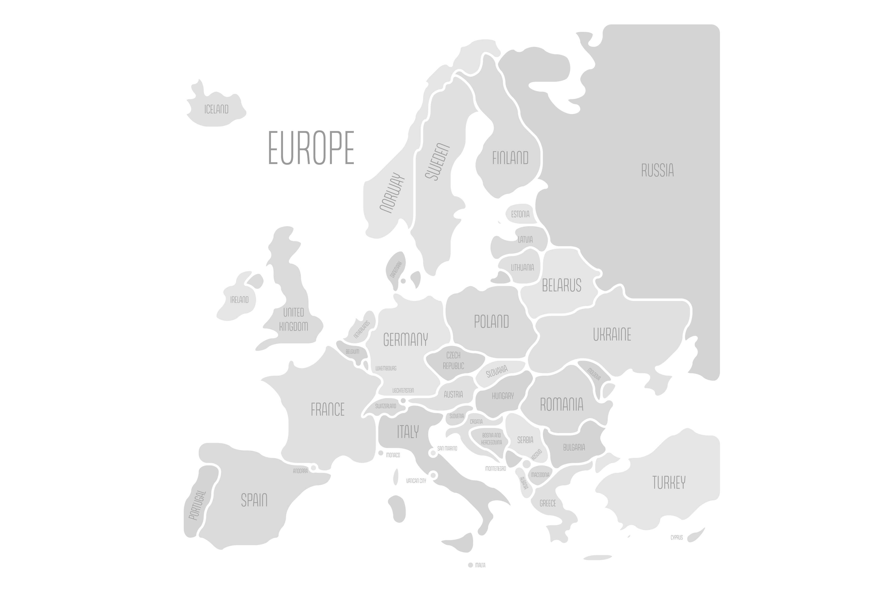 Simplified smooth map of Europe | Education Illustrations ~ Creative Market