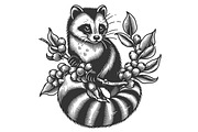 musang Asian palm civet coffee tree, an Animal Illustration by AlexArt