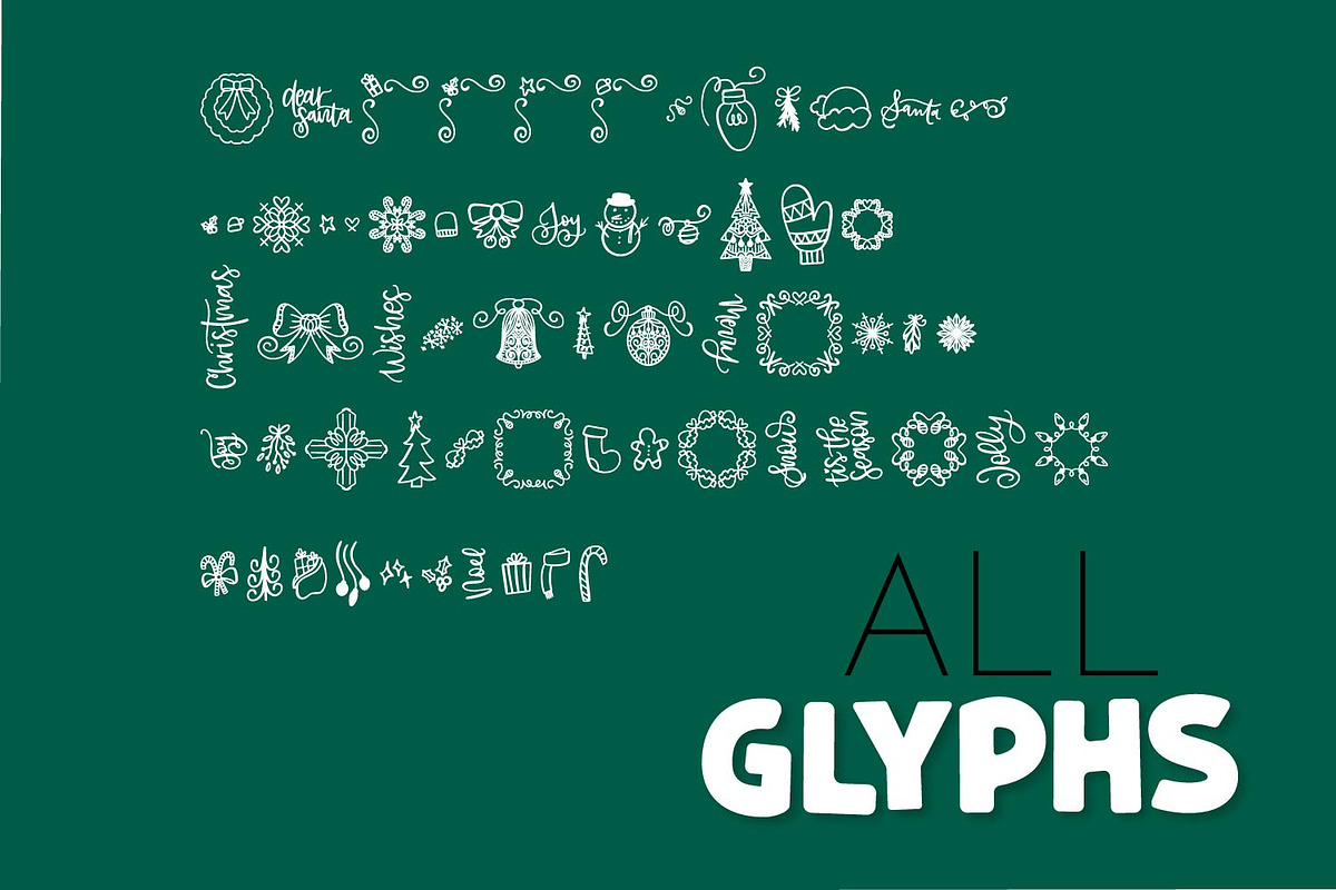 Christmas Dingbats - Doodle Font, a Symbol Font by CraftyLittleNodes