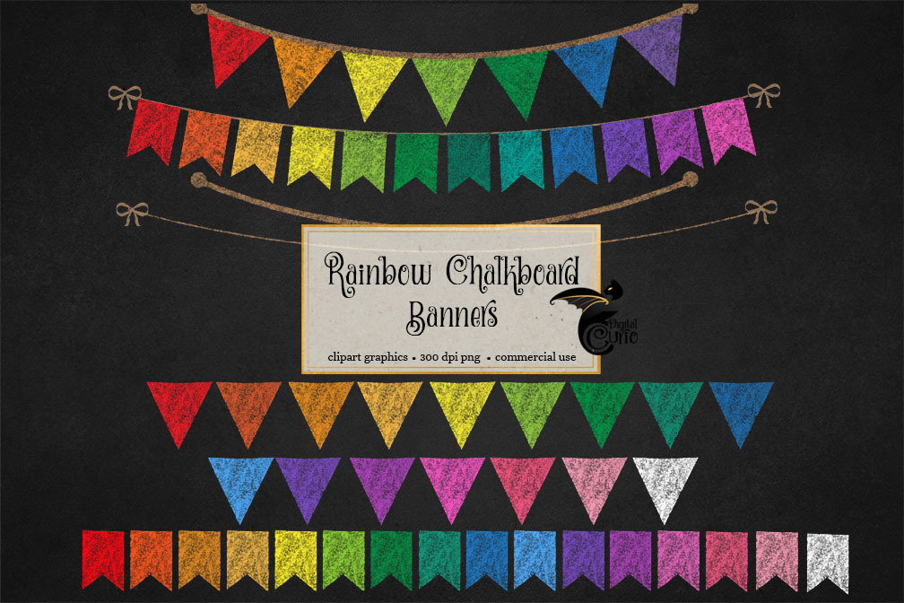Rainbow Chalkboard Bunting Banners, an Object Graphic by Digital Curio ...