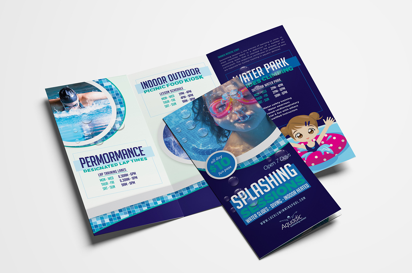 Swimming Pool Trifold Brochure, a Brochure Template by BrandPacks