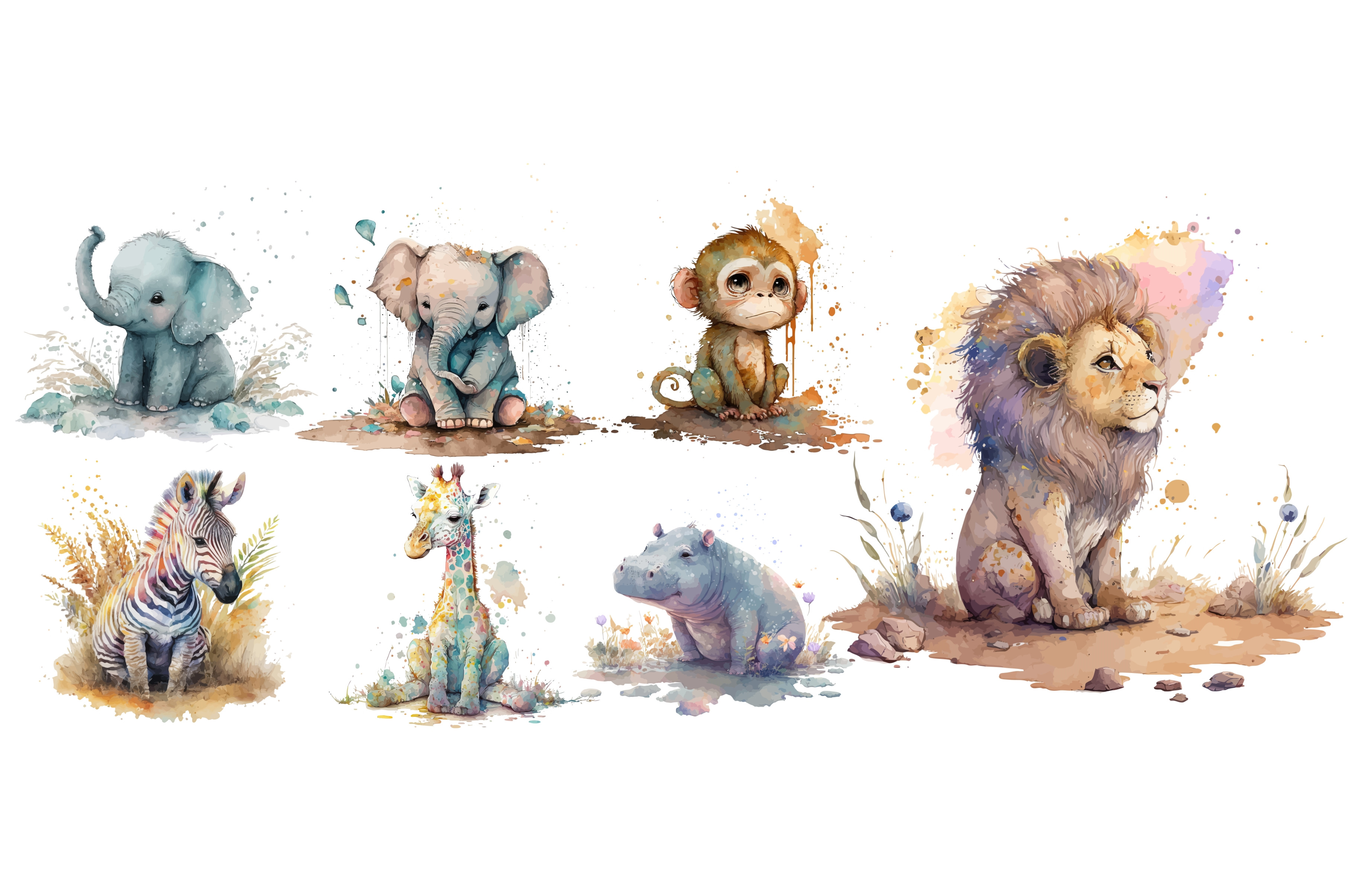 Safari Animal set elephant, monkey, an Illustration by ZinetroN