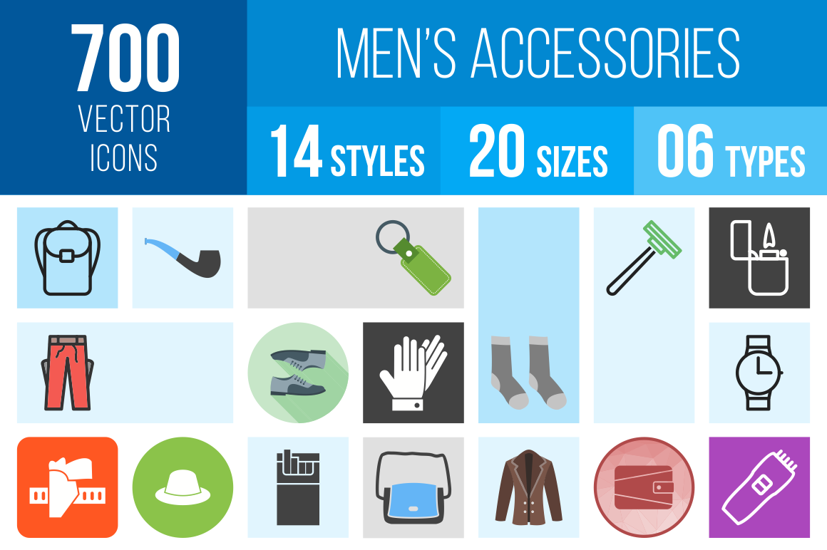 700 Men's Accessories Icons, an Outline Icon by IconBunny
