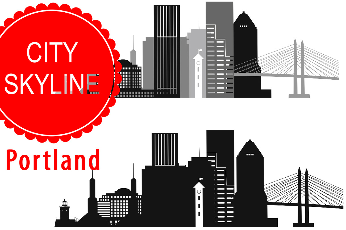 Portland vector skyline, an Illustration by DimShop