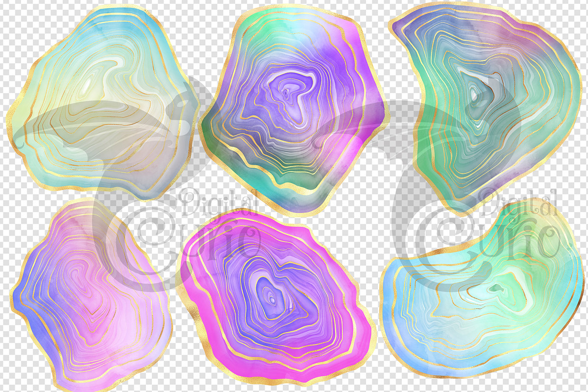 Watercolor Agate Clip Art, an Illustration by Digital Curio