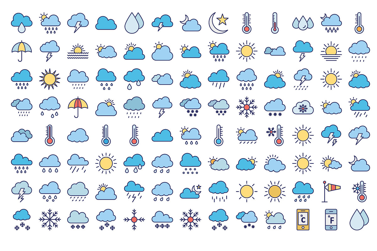440 Weather Vector Icons Pack, an Outline Icon by Vector Portal
