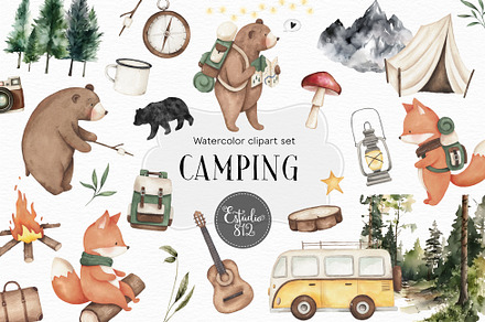 Animal Camping, an Animal Illustration by Poppymoondesign