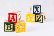 Alphabets with wooden blocks containing toy block, block shape, and ...