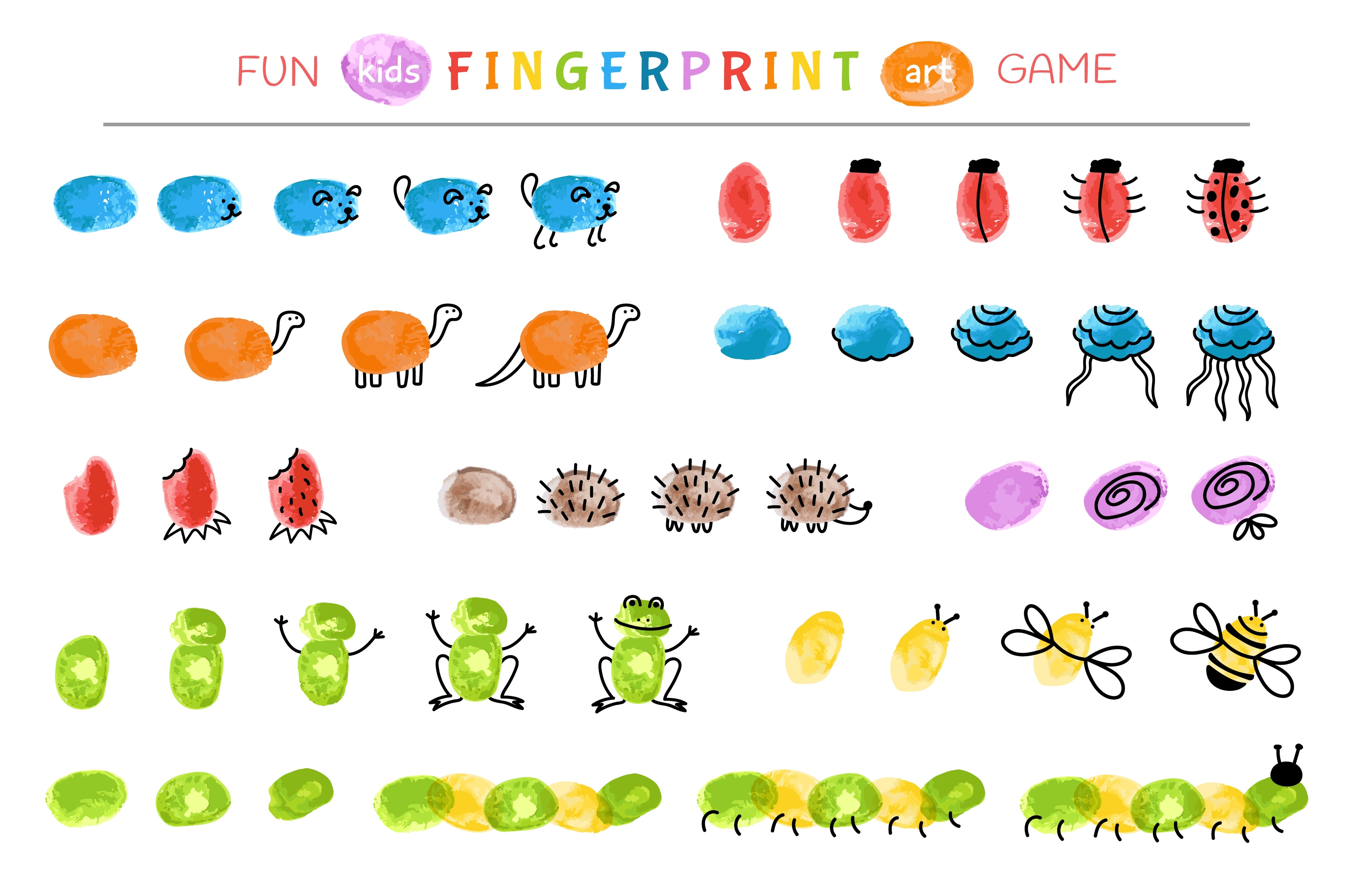 Fingerprint animal game. Step by, a Graphic by Valerie Bodnar