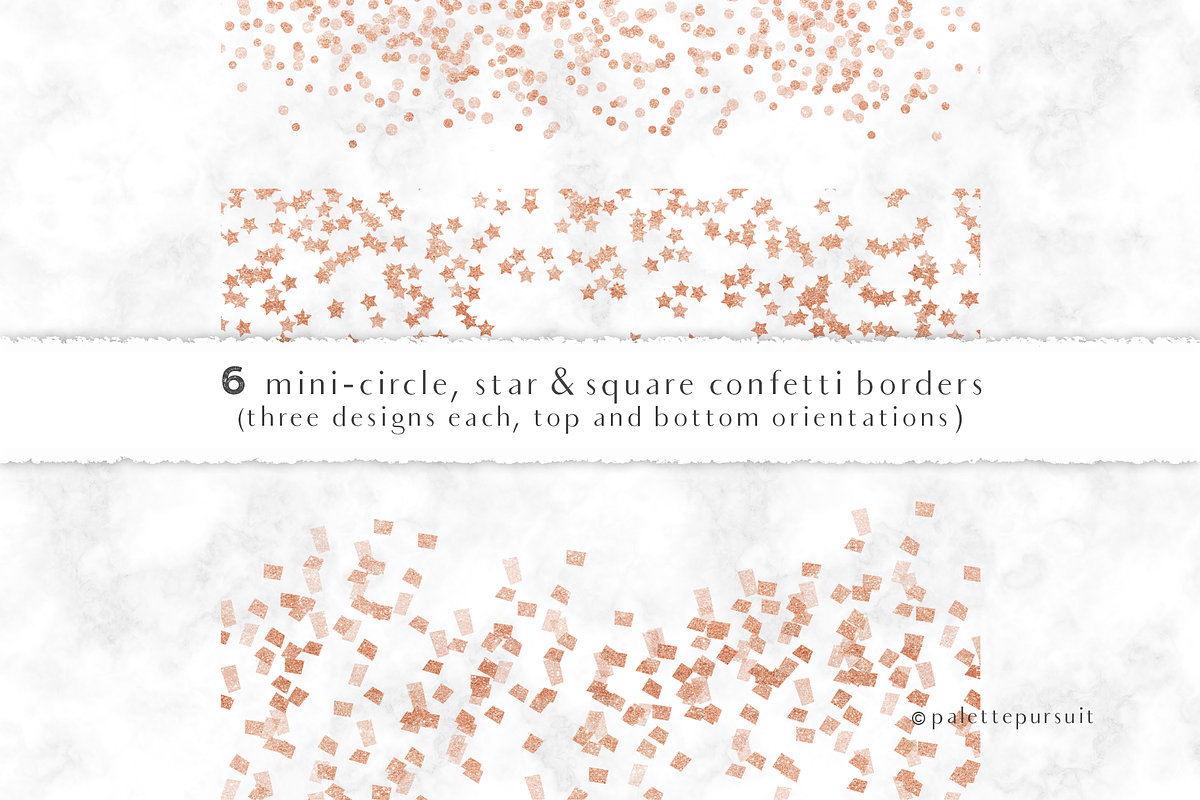 Rose gold confetti borders, a Graphic by Palette Pursuit