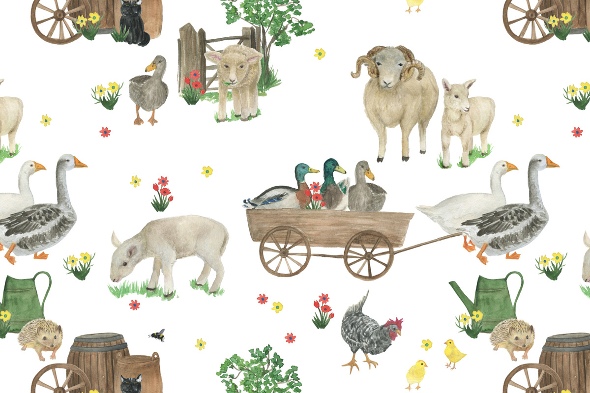 Happy farm patterns, a Pattern Graphic by ramika