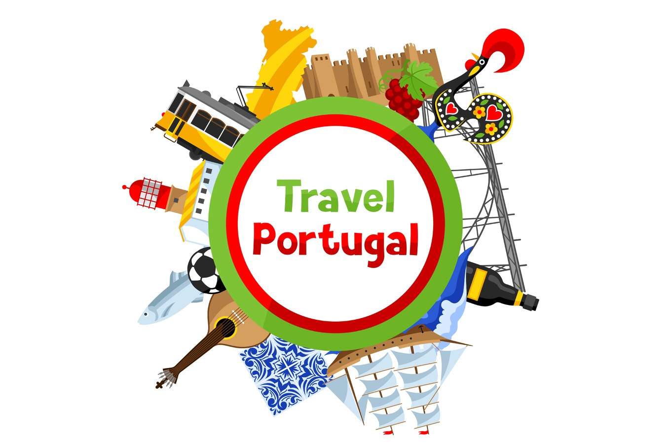Portugal background design. Portuguese national traditional symbols and ...