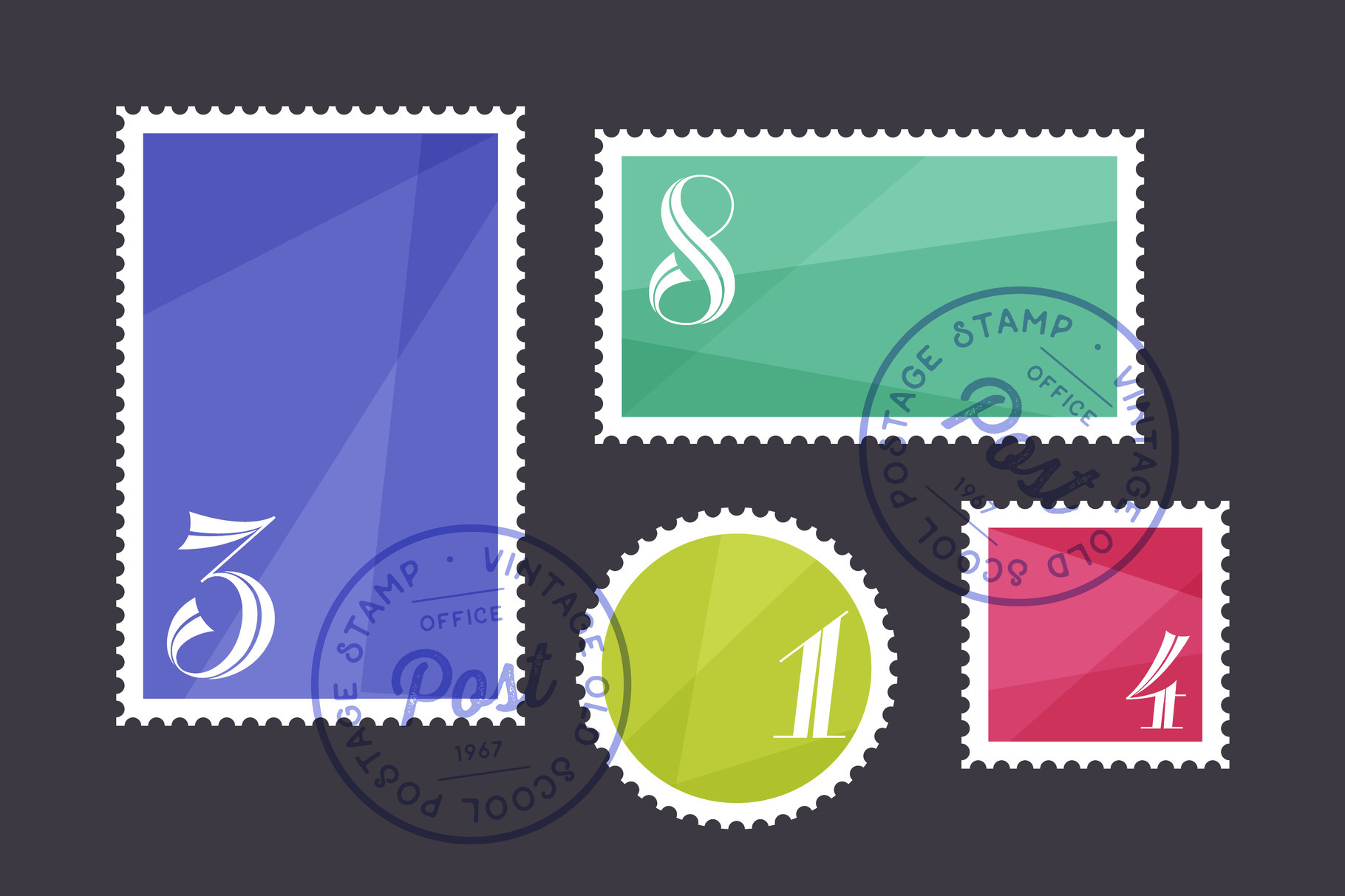 Postage stamp. Set of postage stamp, a Work Illustration by Foxys Graphic