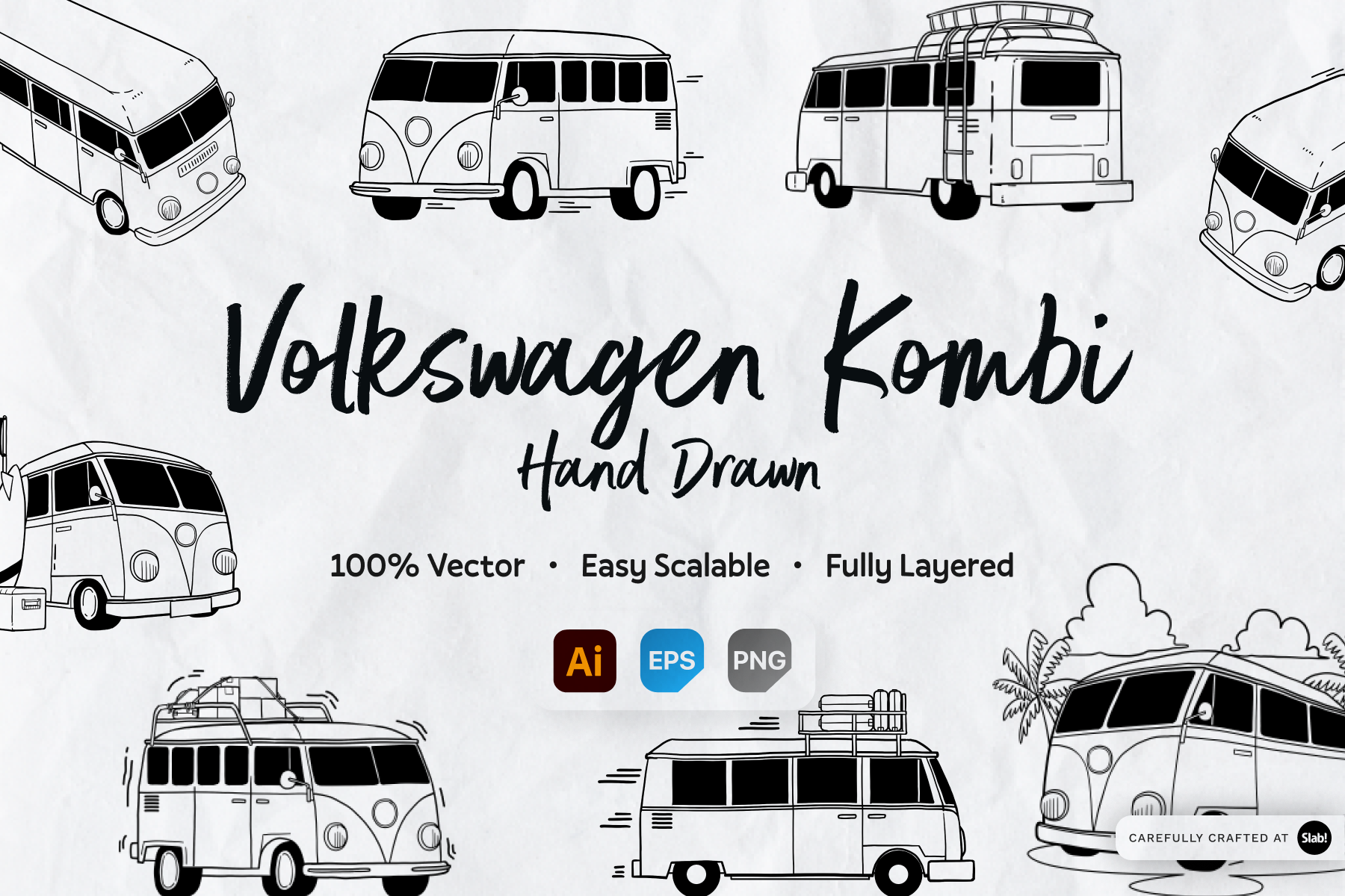 Volkwagen Kombi Hand Drawn, an Object Illustration by SLAB! Design ...