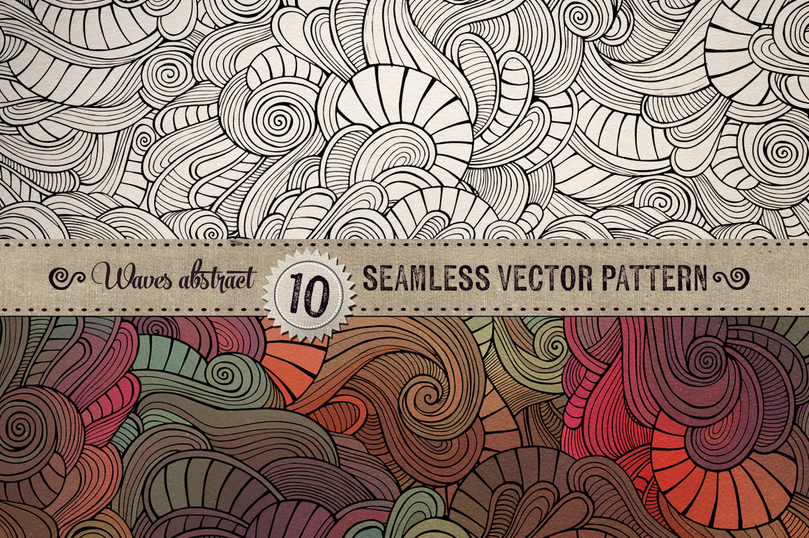 10 Waves Seamless Patterns, a Pattern Graphic by BALABOLKA