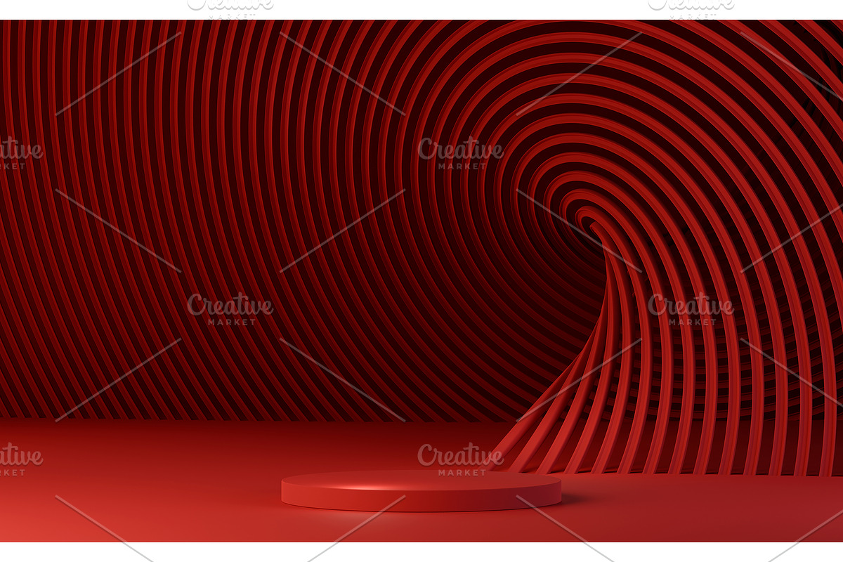 Red abstract background with podium, a Background Graphic by Oksana ...