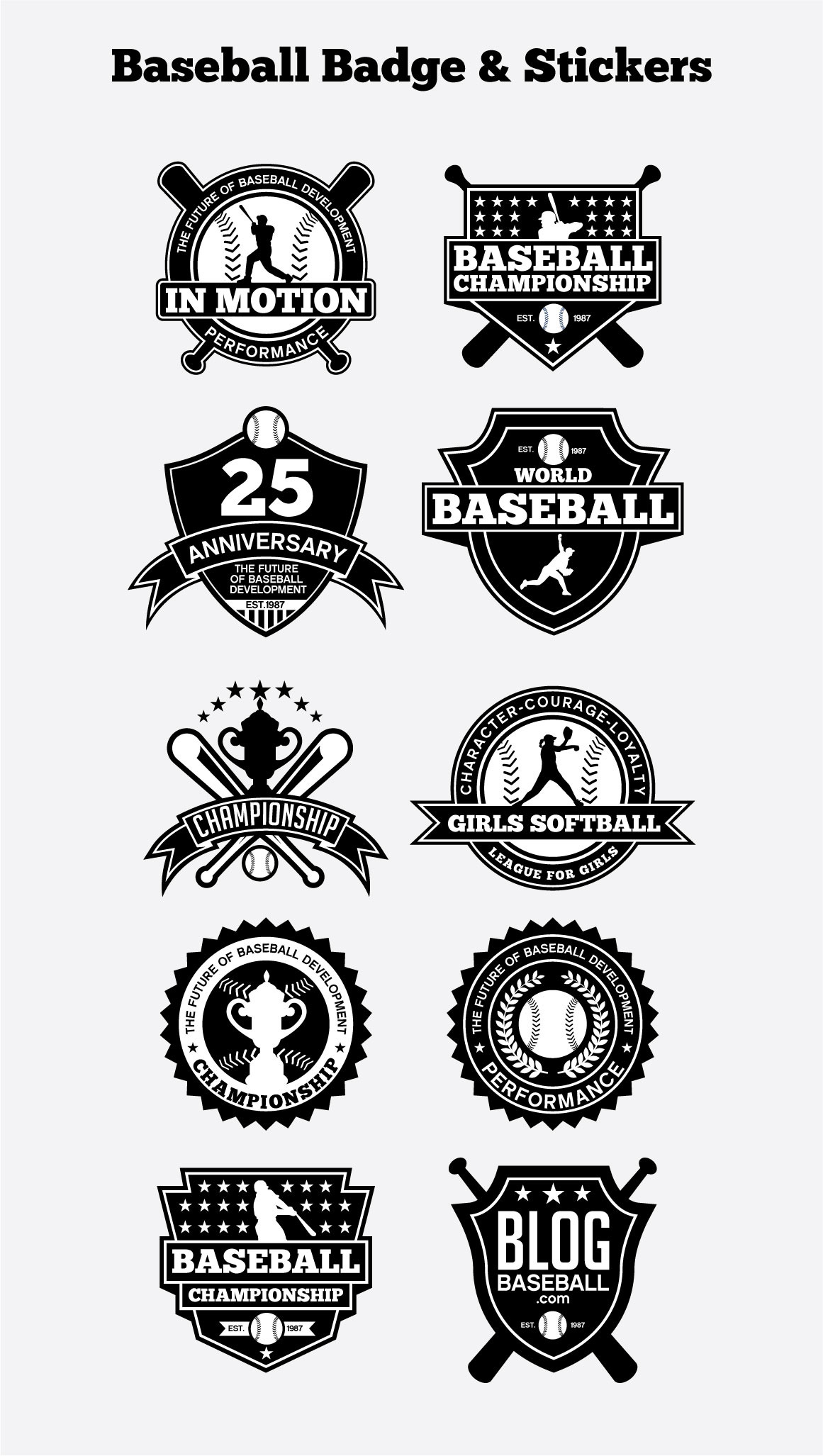 Baseball Badge & Stickers Vol1, a Branding & Logo Template by shazi