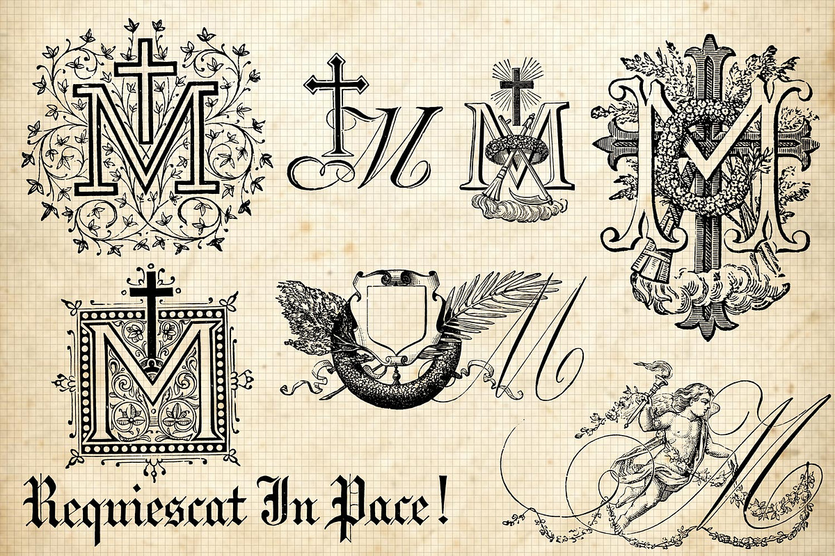 AVE MARIA, INITIALS, 5 SHEETS + 1 FREE