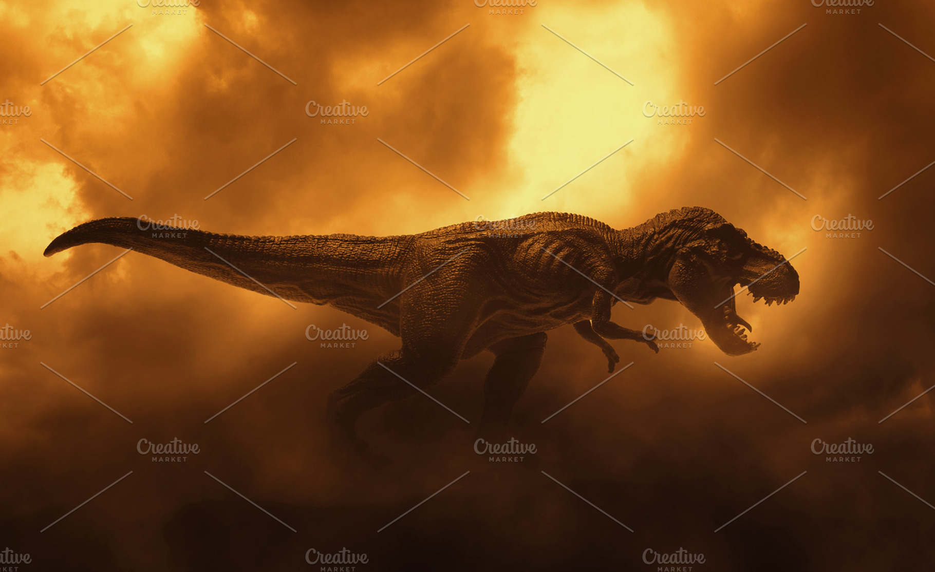 dinosaurs t rex on fire, an Animal Photo by AlexZaitsev | Creative Market