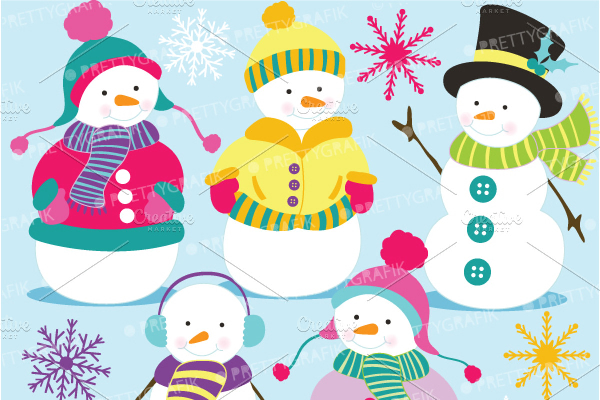 Snowman clipart commercial use, an Illustration by PrettyBundles