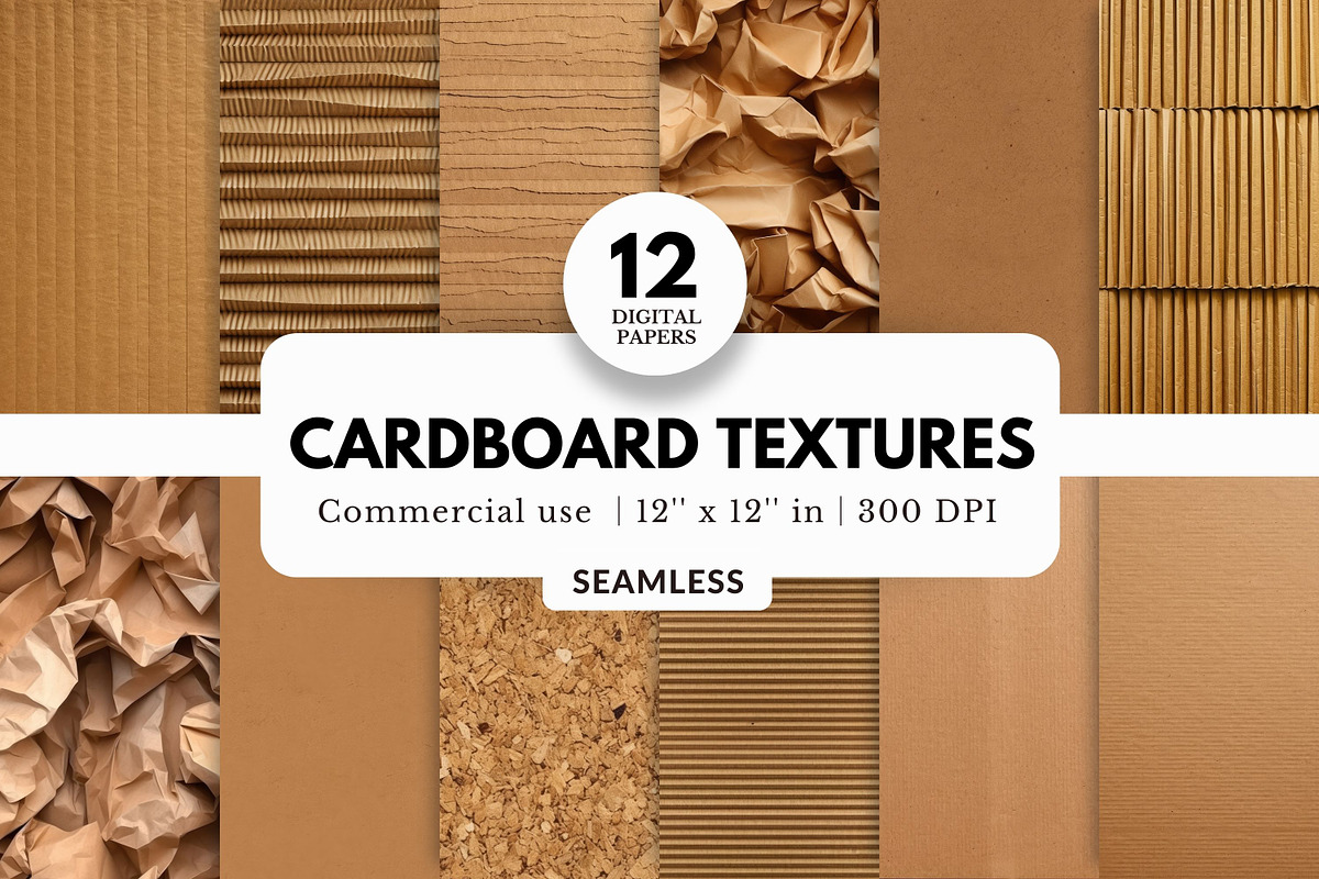 12 Cardboard Texture Patterns, a Texture Graphic by NorthWindPixels