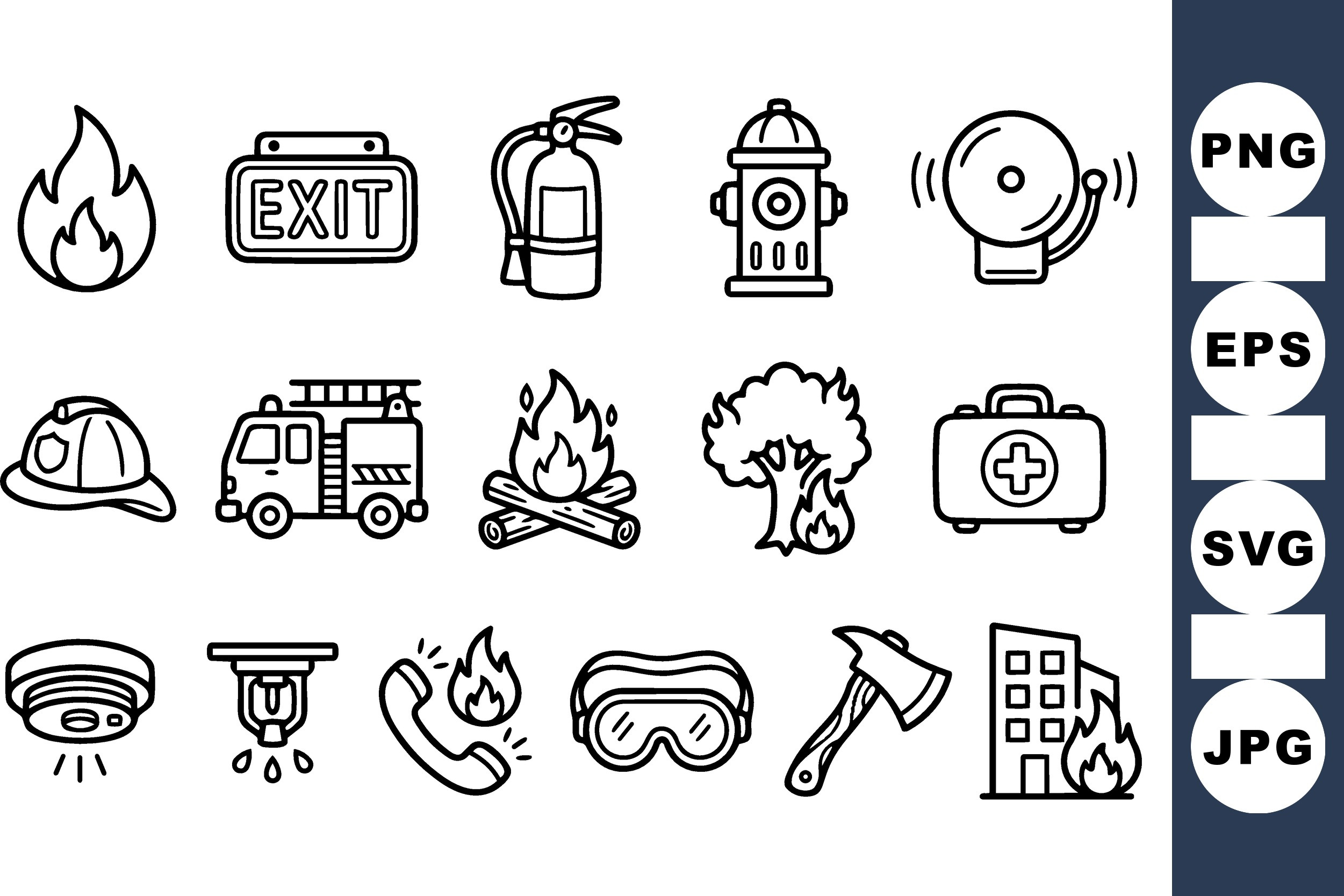 Fire Safety Icon Clipart Set, an Illustration by designvectx