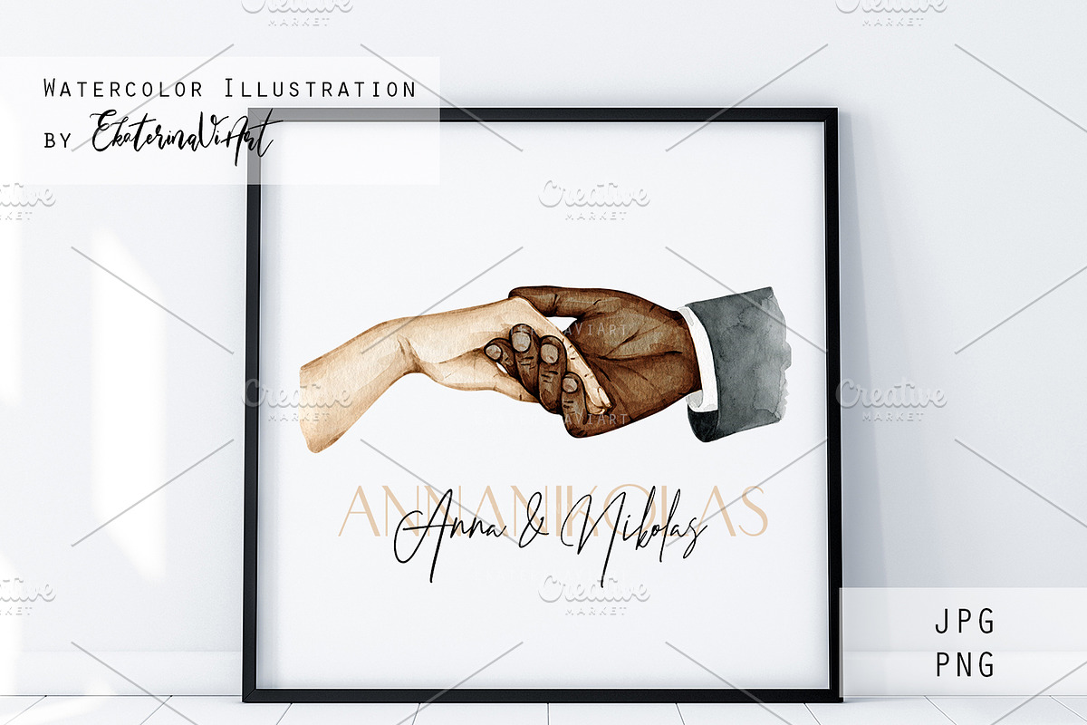 Couple in Love Wedding Hands, an Illustration by EkaterinaViArt