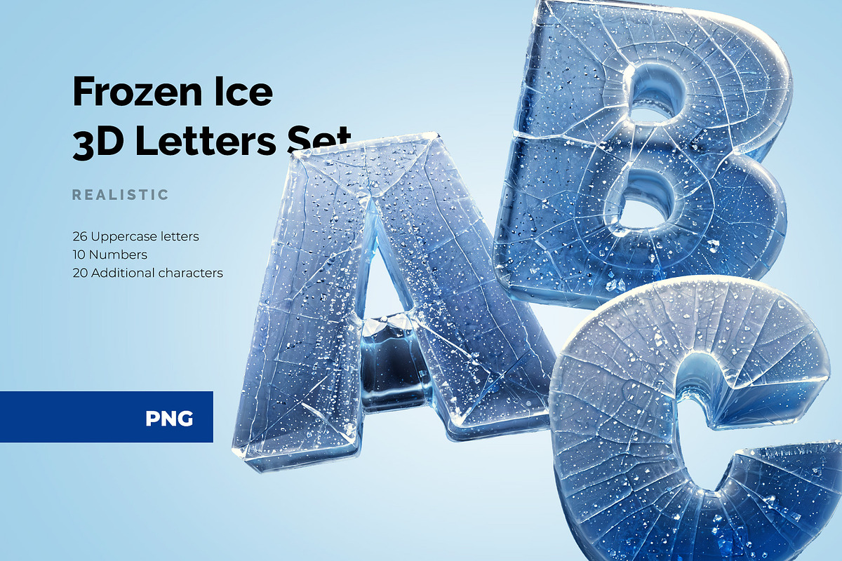 3D Frozen Ice Letters Set | Creative Market