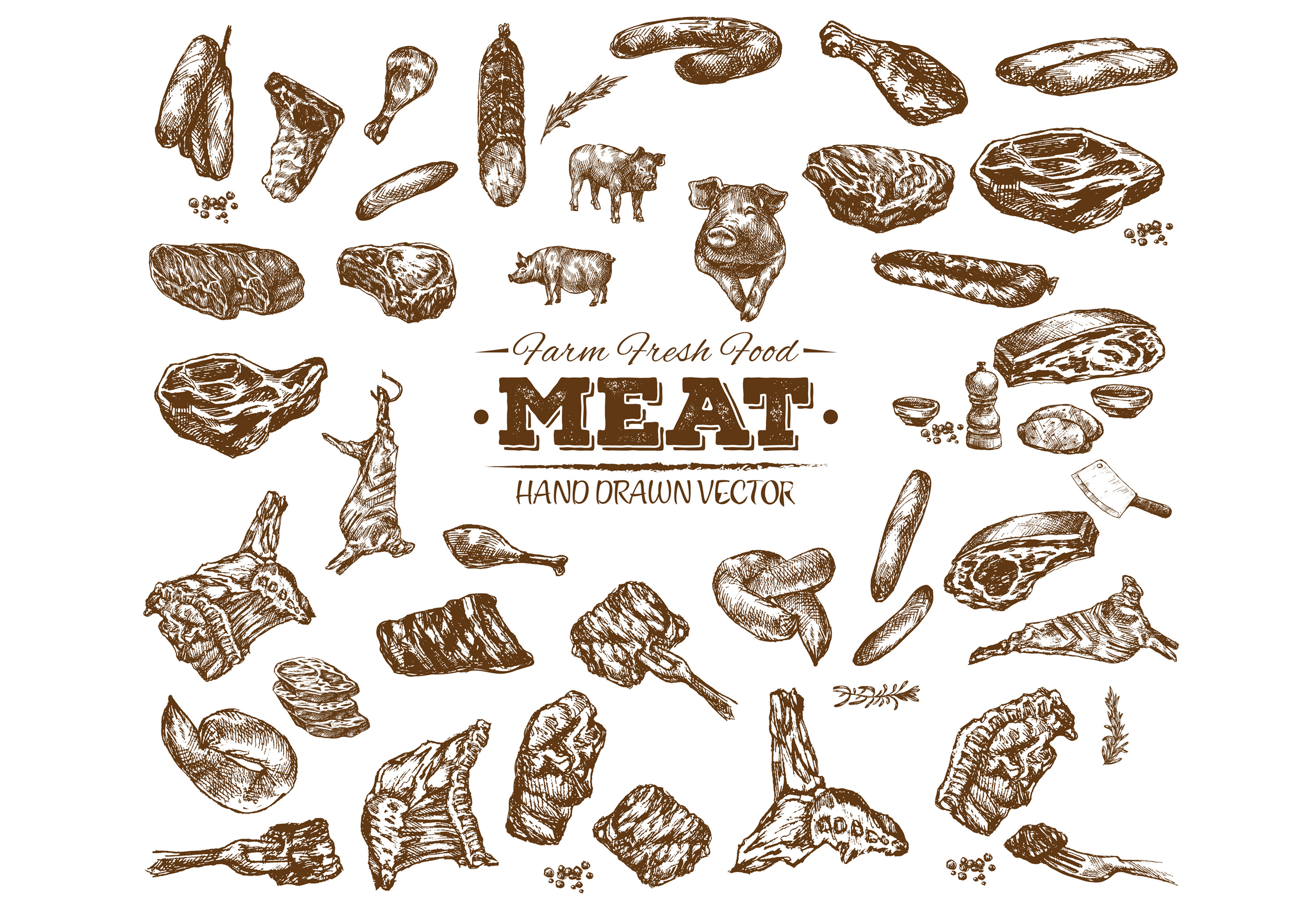 Vector meat food collection 9, an Object Graphic by frimufilms