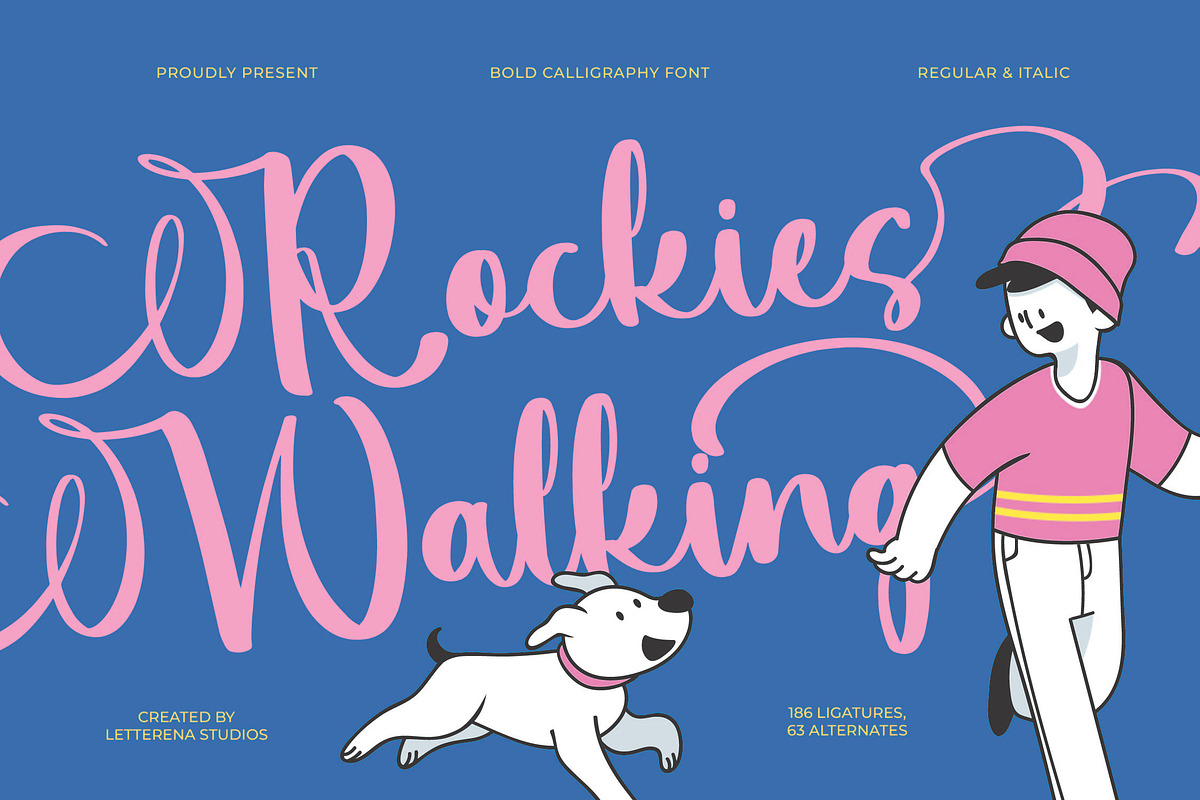 Rockies Walking Bold Calligraphy, a Script Font by Letterena Studios Script