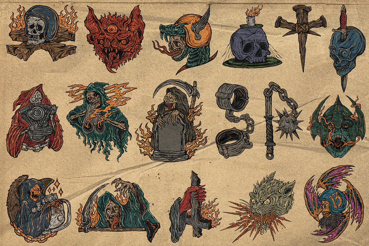 Old School Skull, an Object Illustration by AROKA