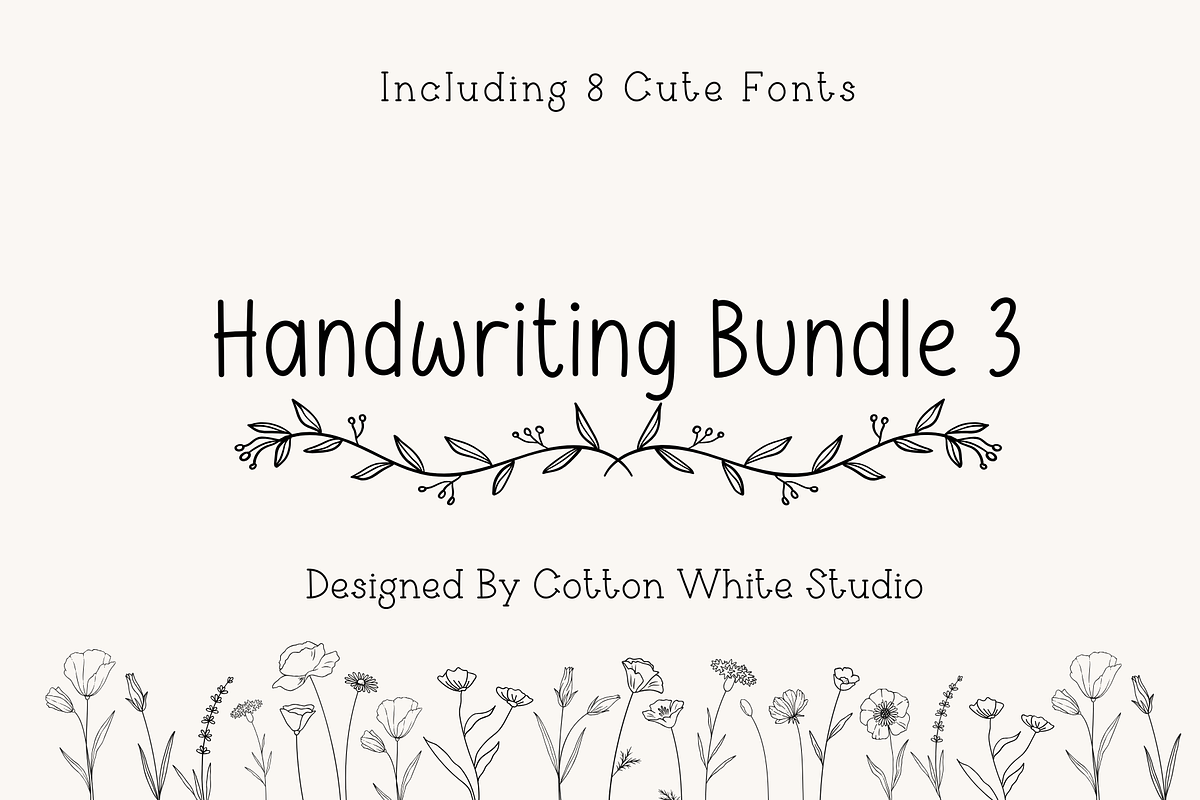 Handwriting Bundle 3, a Handwritten Font by Cotton White Studio