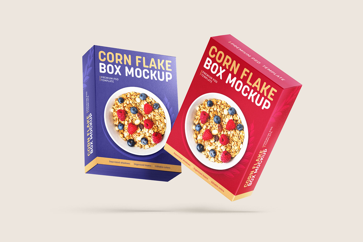 Corn Flakes Box Mockup Set, a Packaging Mockup by Deeplab