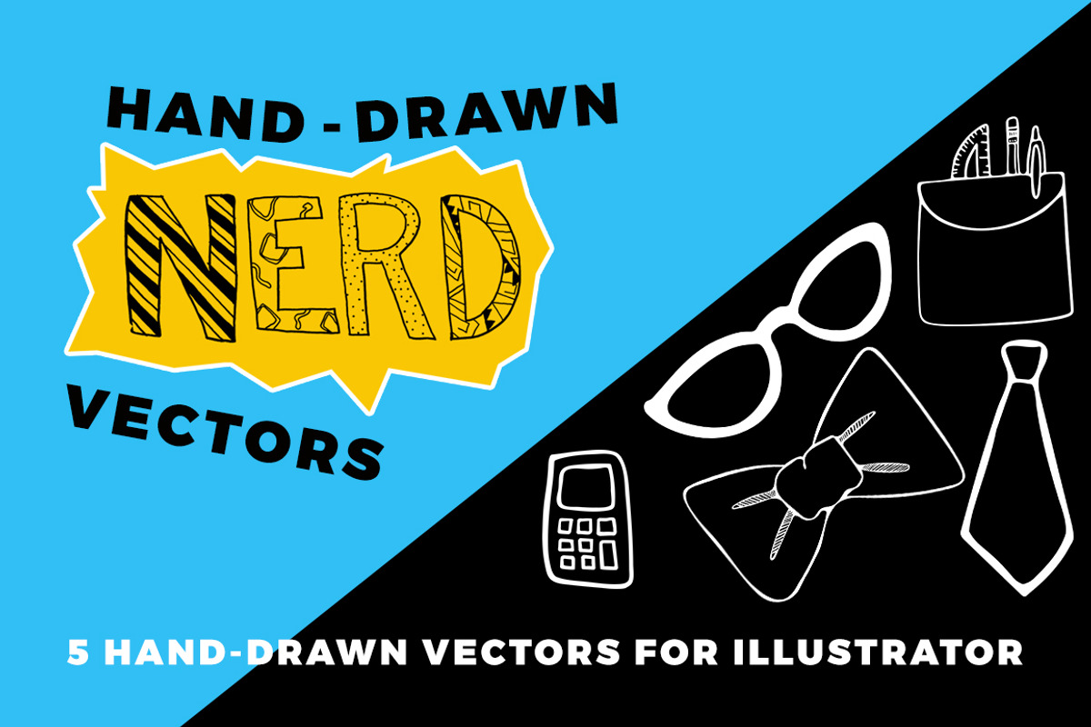 Hand Drawn Nerd Vectors, an Object Graphic by MightyMarq