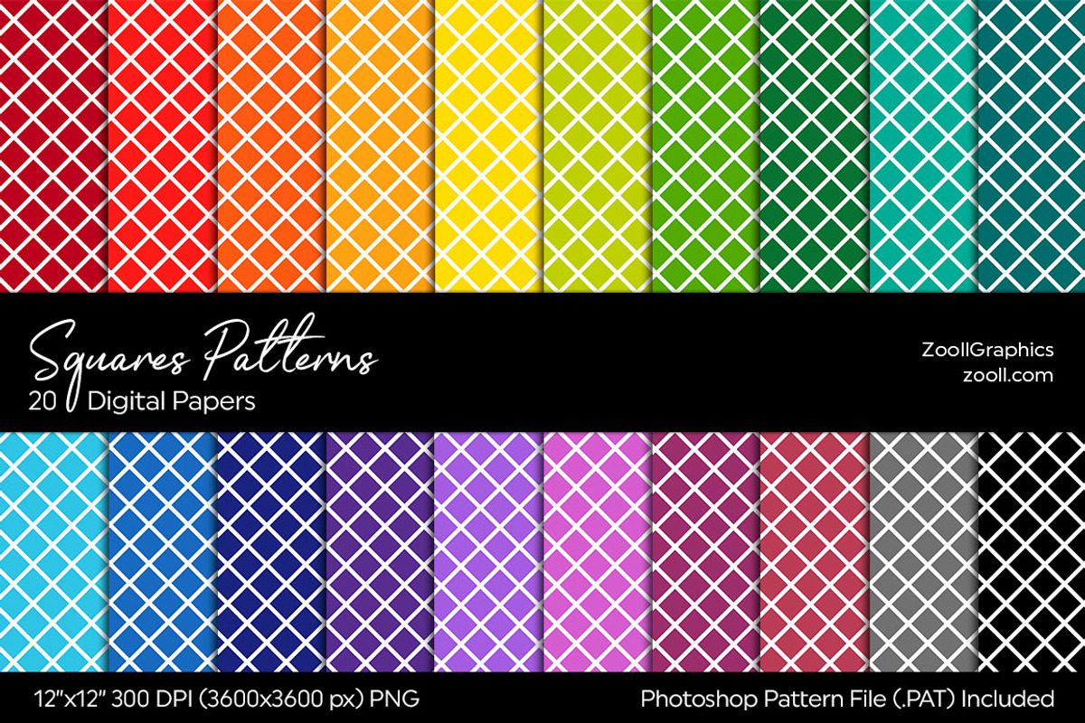 Squares Digital Papers, a Pattern Graphic by ZoollGraphics | Creative ...