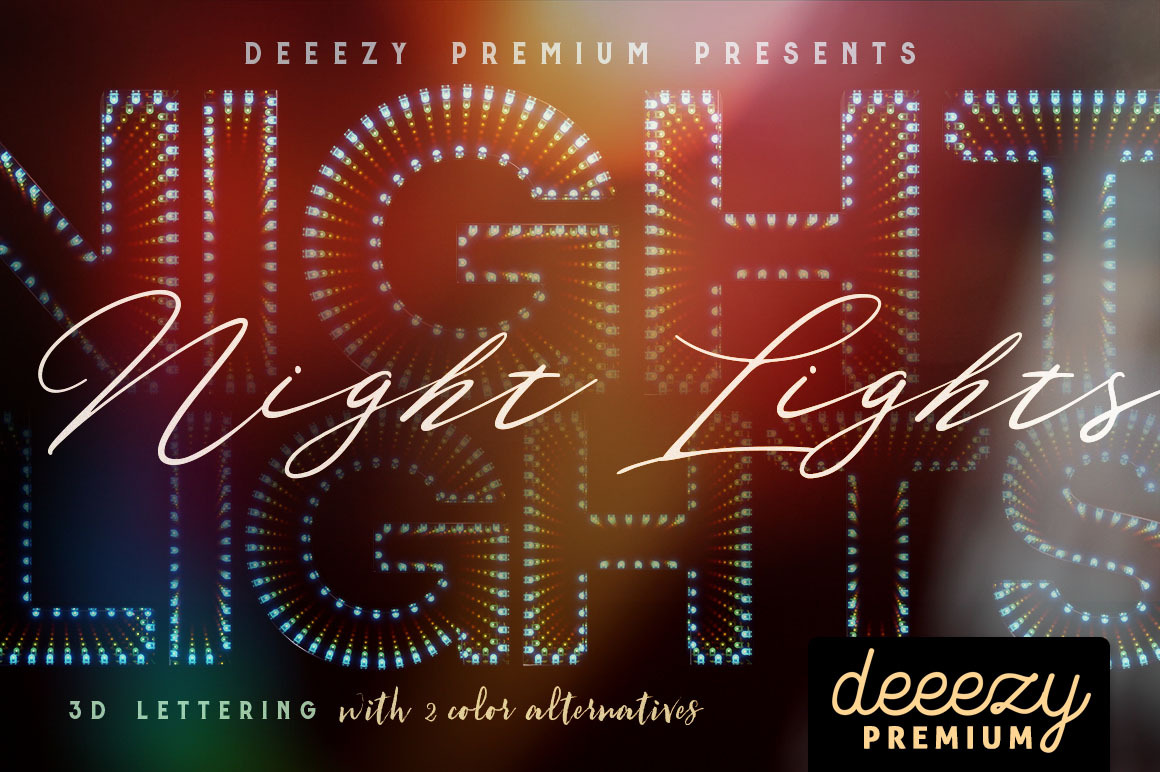 Night Lights - 3D Lettering, a Graphic by Deeezy