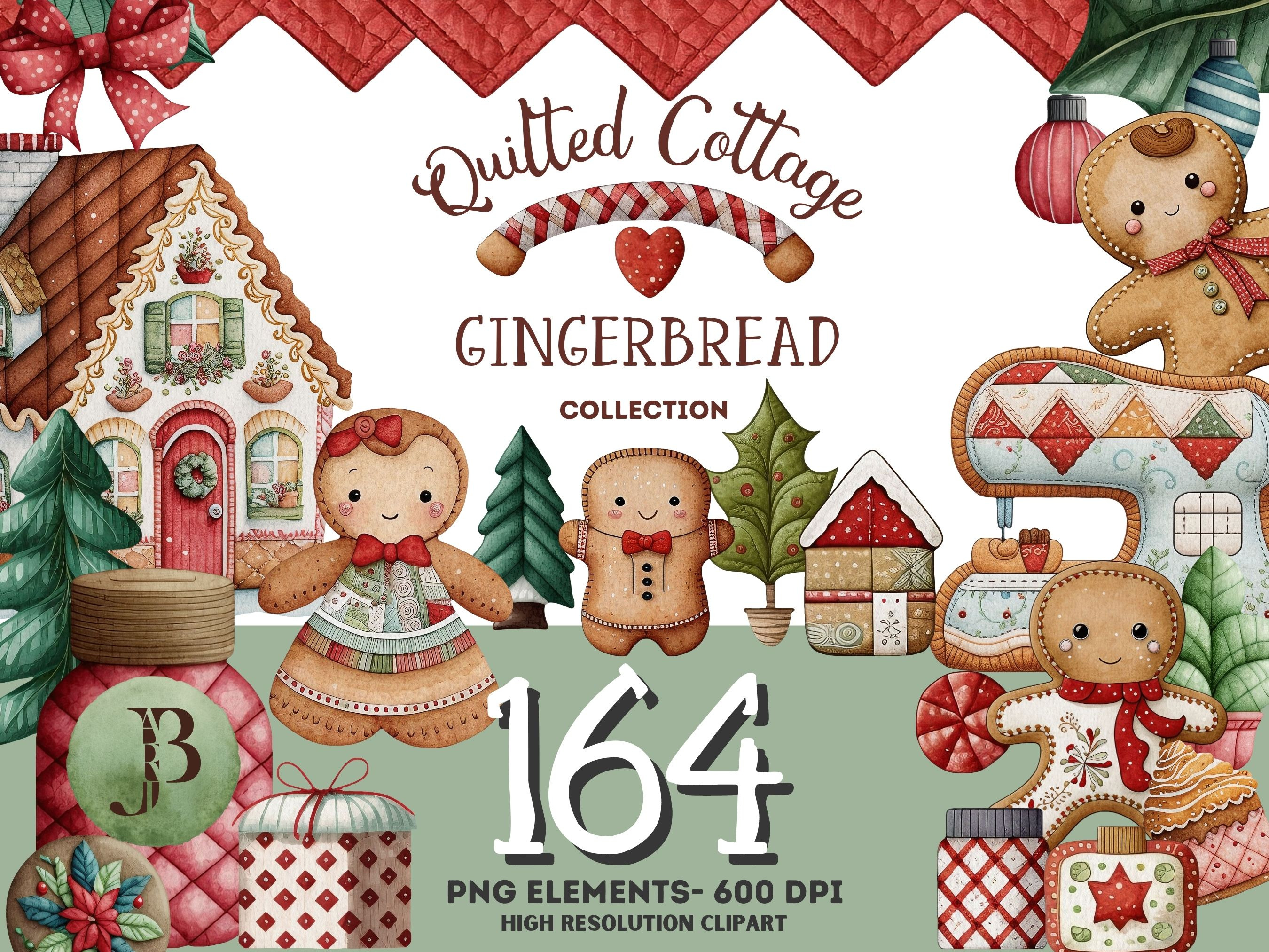Gingerbread Christmas Clipart Set, a Graphic by JBArt Clipart