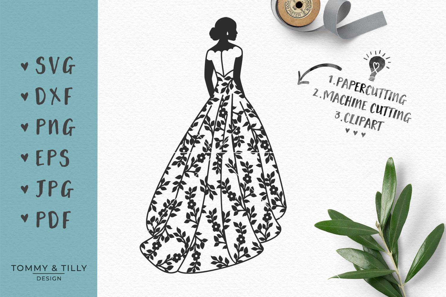 Floral Bride No.1 - Wedding SVG, an Object Graphic by Tommy & Tilly Design