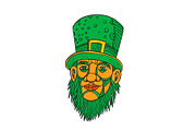 Irish Leprechaun Mono Line Color, an Illustration by patrimonio