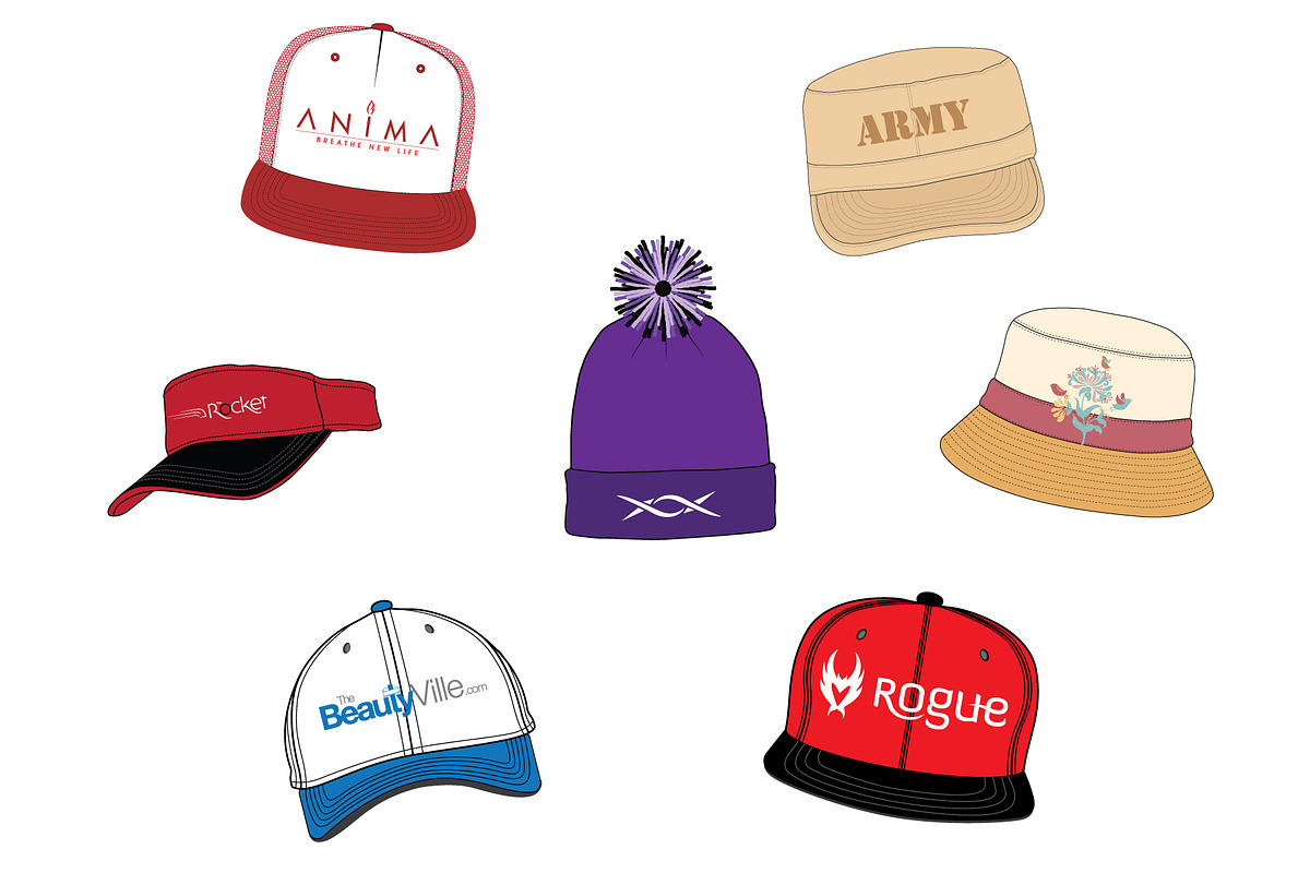 Hats/Caps Bundle - Mockup Template