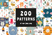 Kids pattern BUNDLE 200 patterns, a Pattern Graphic by Nursery Art ...